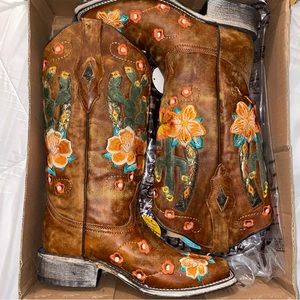 Corral | Shoes | Corral Womens Honey Cactus Western Boots Square Toe ...